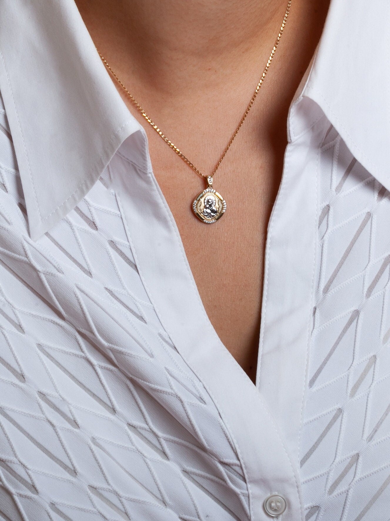 Constantine Coin Necklace, 14K, Solid Gold, ICXC NIKA, Christian ...