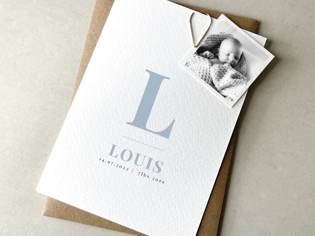 Initial Baby Boy Card, Baby Boy Name Card, New Baby Boy Card, New Baby ...