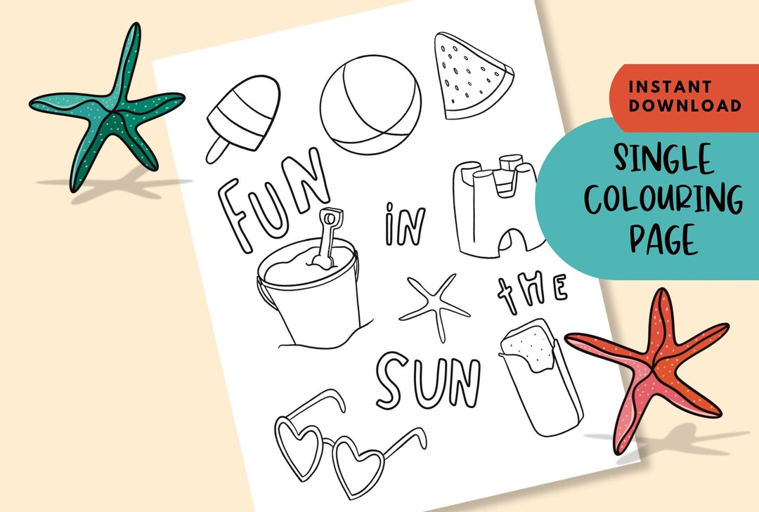 Fun in the Sun Coloring Page, Coloring Pages for Kids, Cute Coloring ...