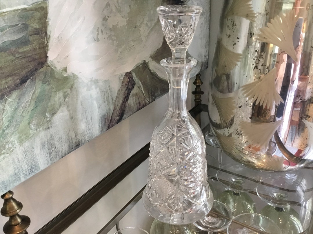 Cut Crystal Bell Decanter, Hobstar Design, Retro Barware - Etsy