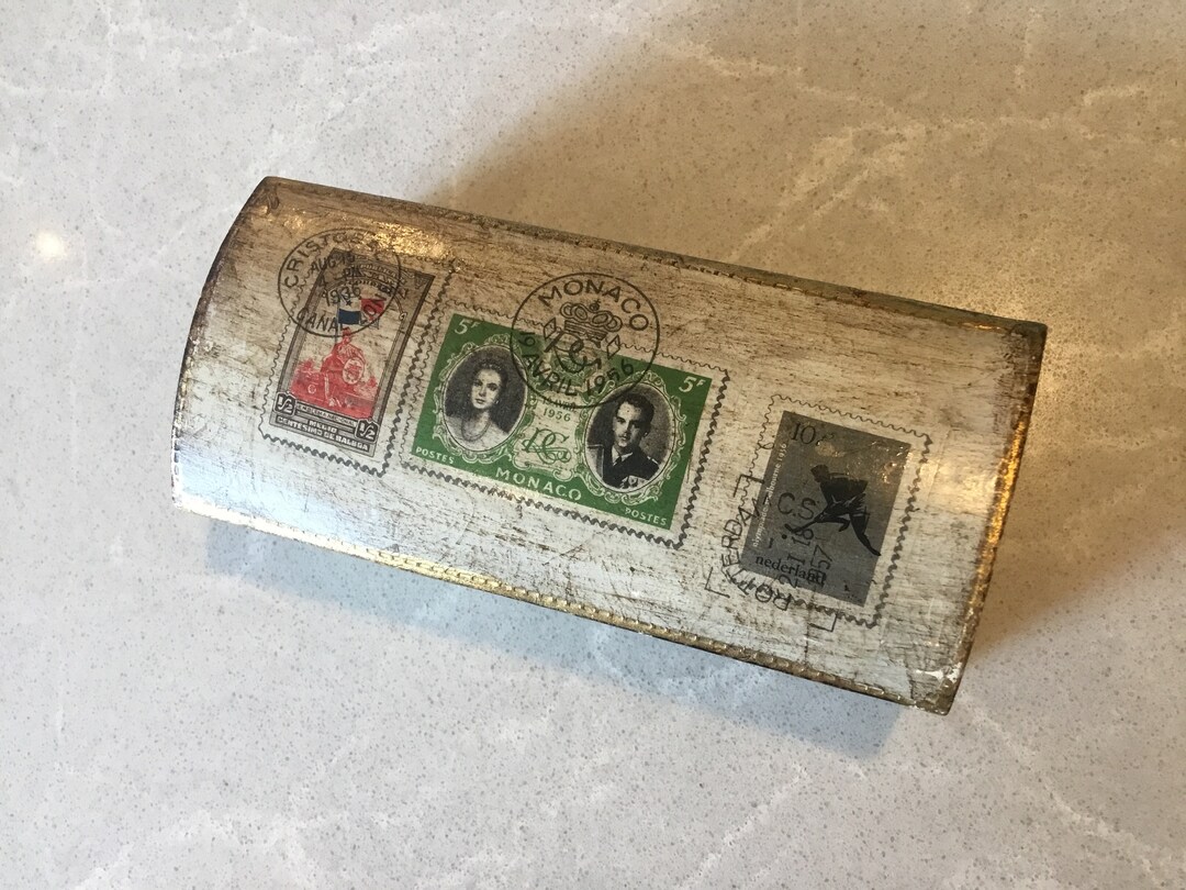 Vintage Italian Florentine Wooden Stamp Holder Box. Lidded / Hinged ...