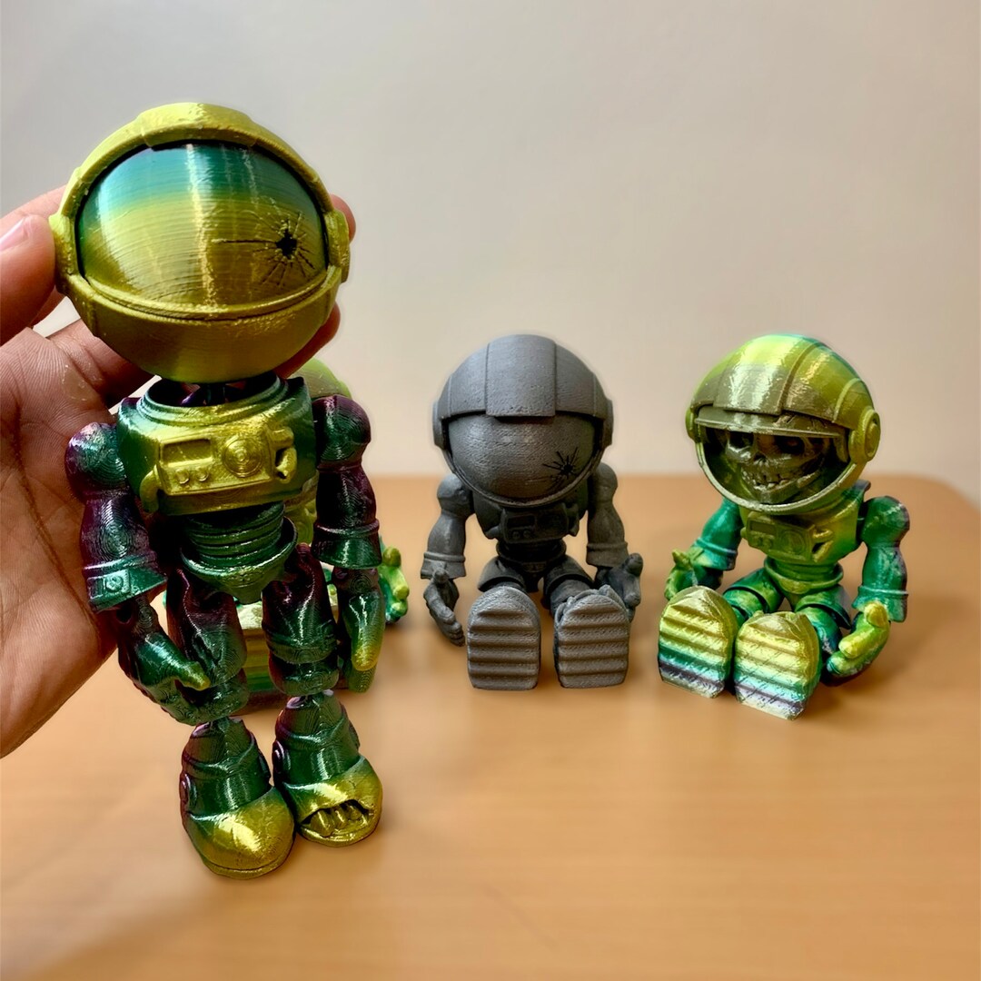Flexi 3D Printed Astronaut Skeleton Rainbow Colors Fun Fidget Toy ...