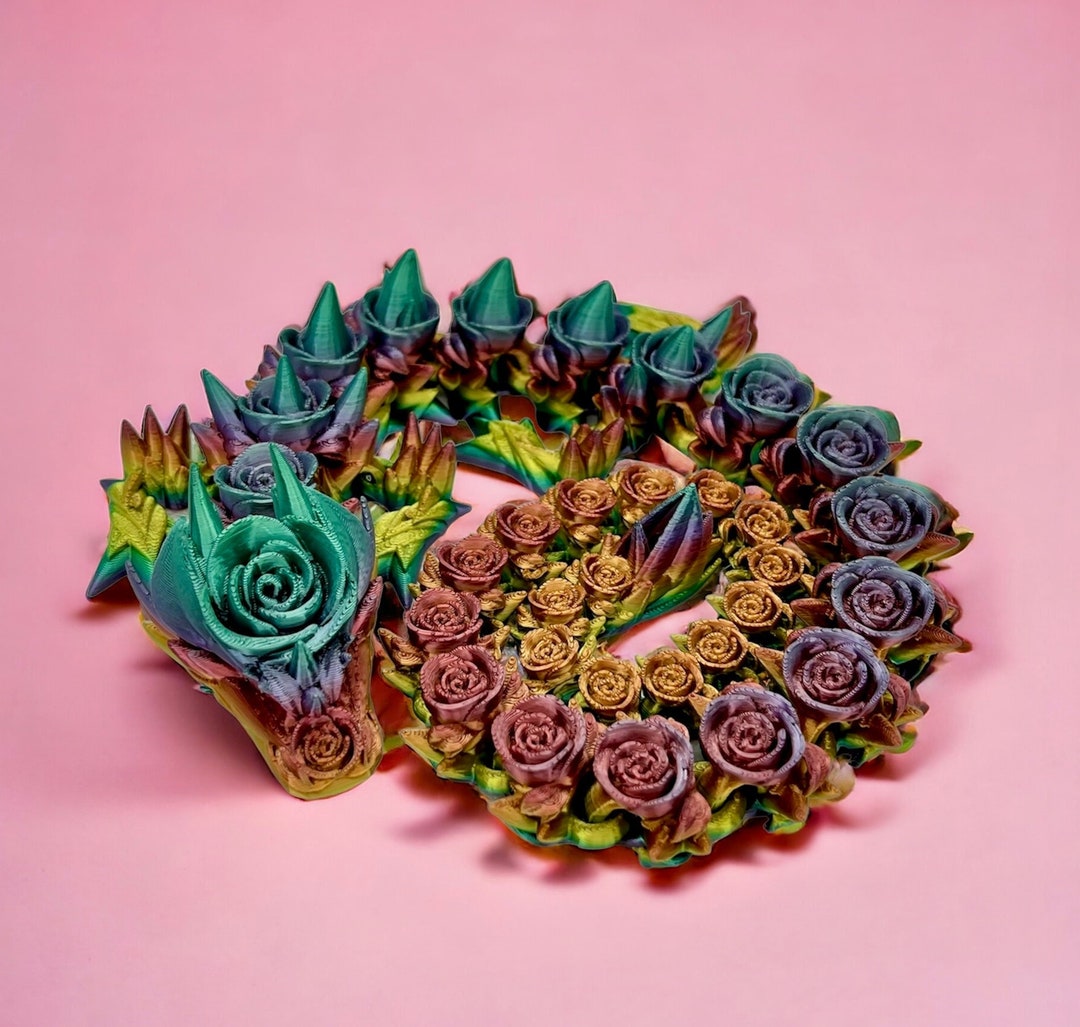 Colorful Articulated Rose Dragon Fidget Toy - Fun Desk Stress Relief ...