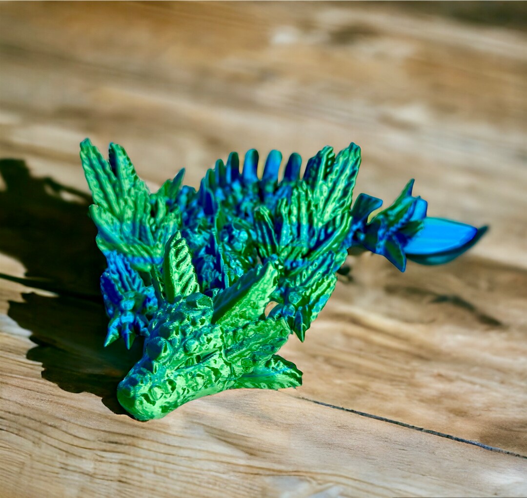 Large Winged Axolotl Dragon - 3D Printed Figurine - Rainbow Colors ...