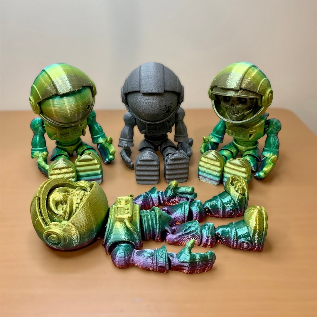 Flexi 3D Printed Astronaut Skeleton Rainbow Colors Fun Fidget Toy ...