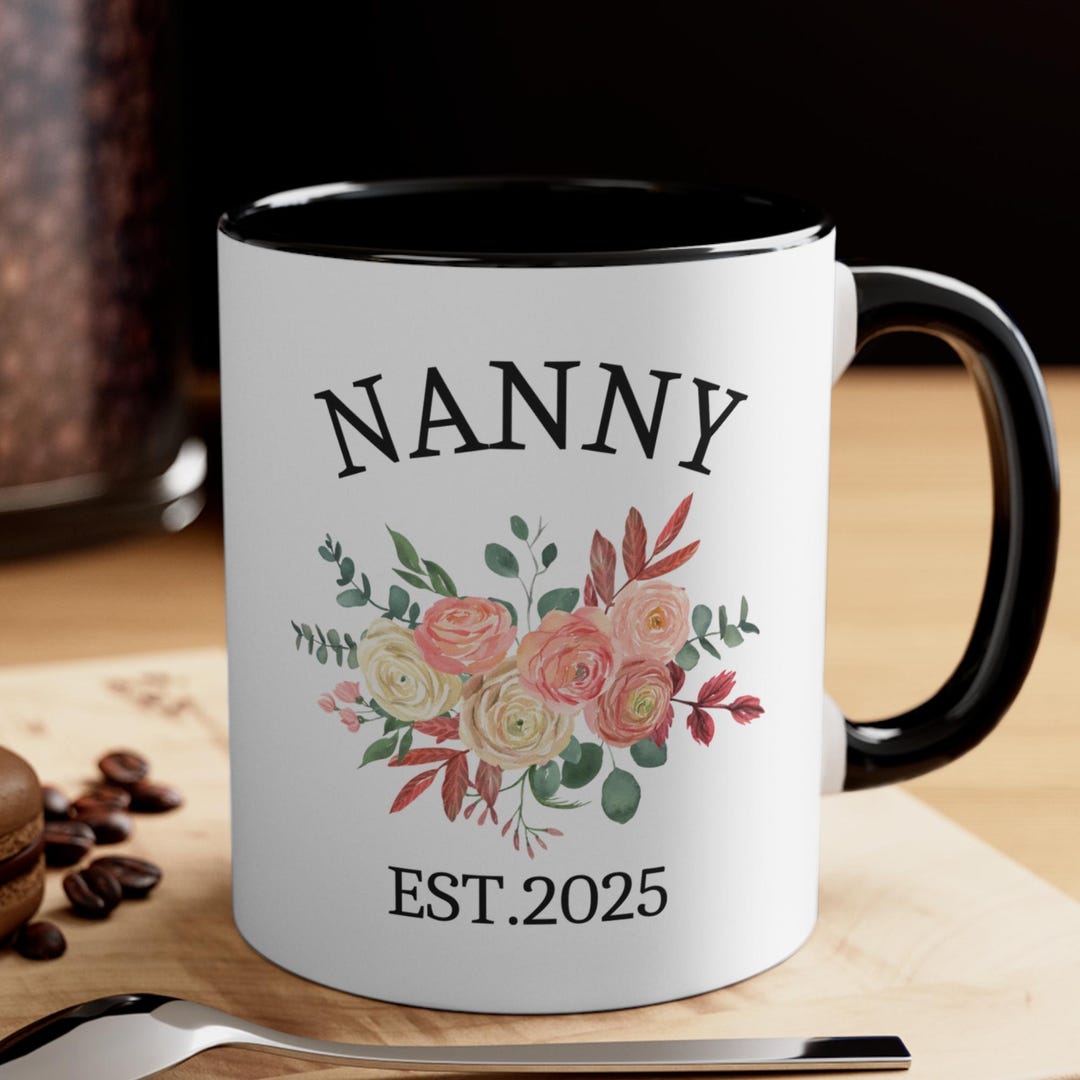 Nanny Est. 2025 Mug, New Nanny Gift, Pregnancy Announcement for Grandma ...