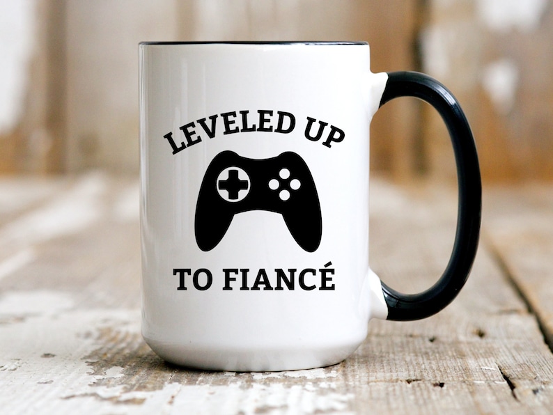 Leveled up to Fiance Mug, Fiance Gift, Engagement Gift for Fiance ...