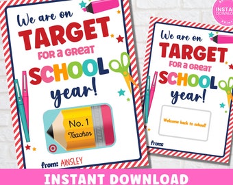 Back to School Teacher Gift Card Holder Printable Target - Etsy
