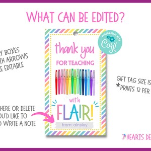 Thank You for Teaching With Flair Gift Tag | Teacher Appreciation Gift ...