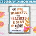 Teacher Appreciation Sign Printable Thankful for You Fall Sign Staff ...