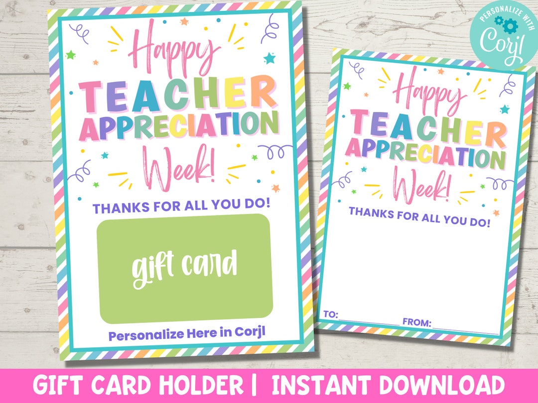 Teacher Appreciation Printable Gift Card Holder | Teacher Appreciation ...