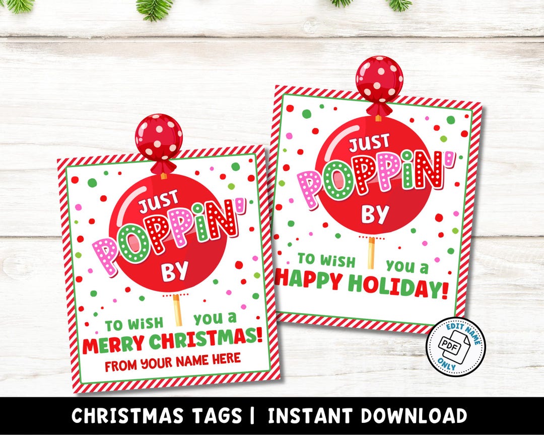 Poppin Christmas Printable Tags for Lollipop | Holiday Classroom Party ...
