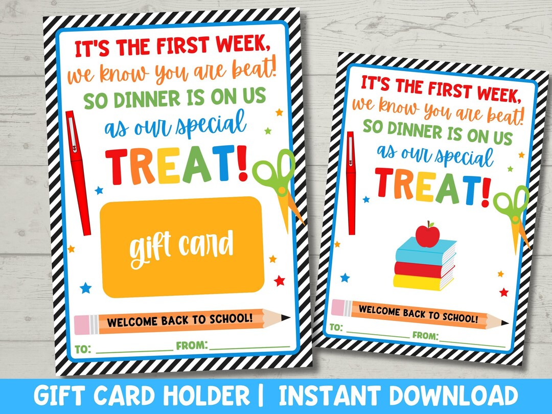 Printable Back to School Gift Card Holder for Teacher or First Day ...