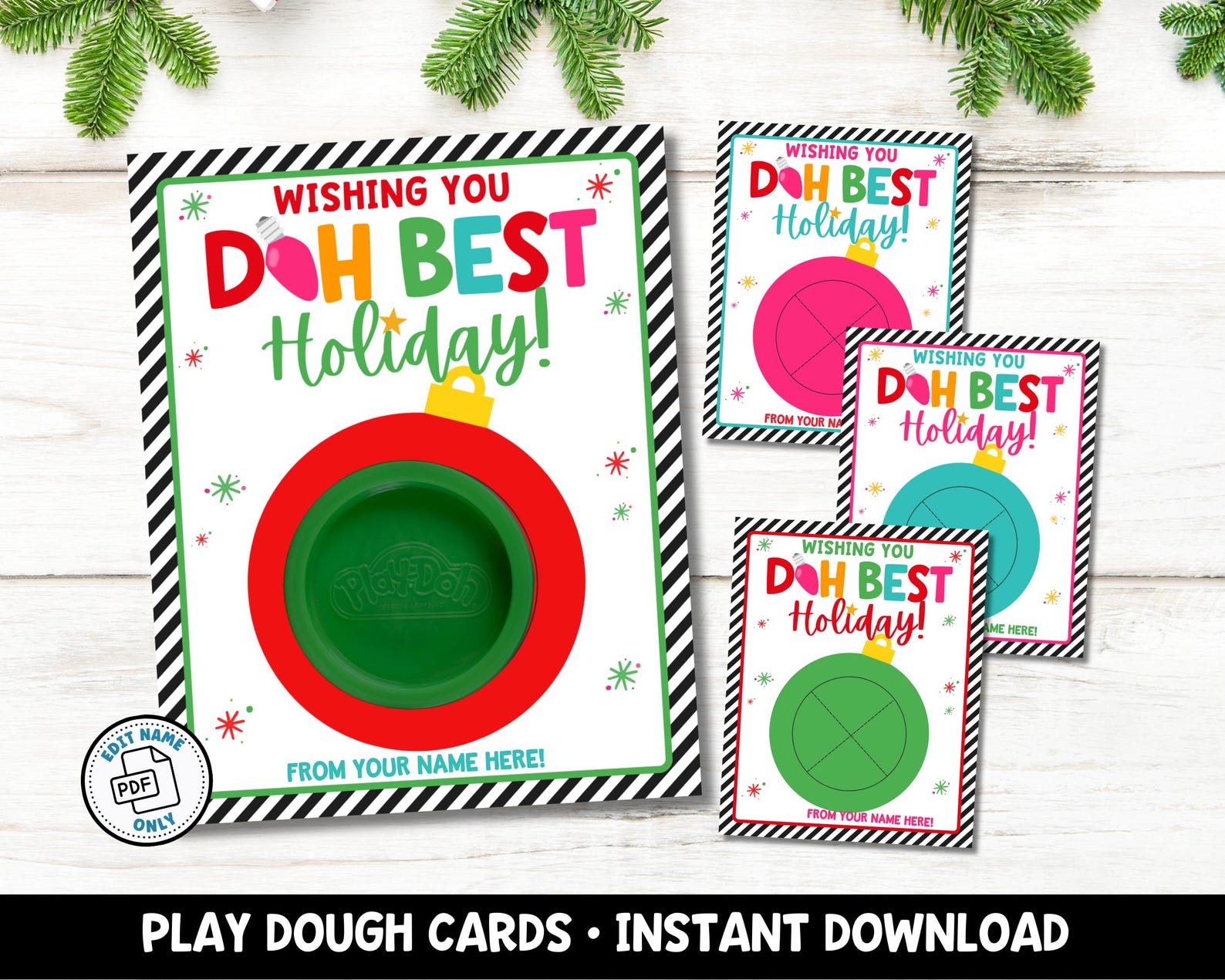 Christmas Play Dough Cards | Holiday Kids Gift | Personalized PDF - Etsy