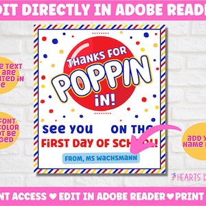 Back to School Lollipop Tag Printable | Thanks for Popping in | Meet ...