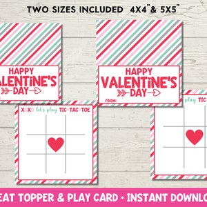Tic Tac Toe Game Card Valentines Day Printable Valentine Treat Bag ...