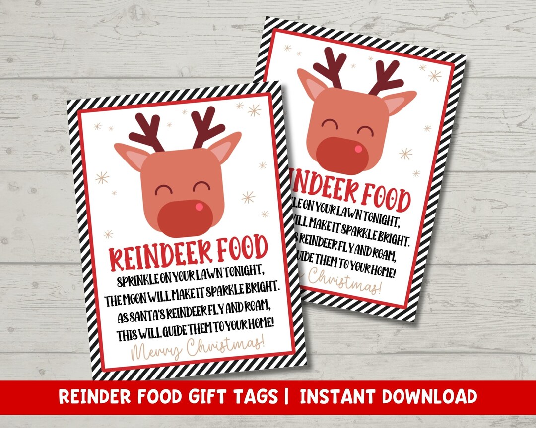 Reindeer Food Tag Printable Christmas Eve Box Classroom Favors Reindeer ...