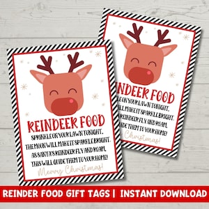 Reindeer Food Tag Printable Christmas Eve Box Classroom Favors Reindeer ...