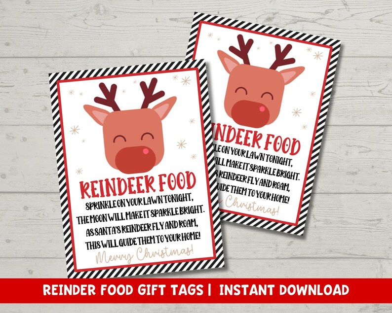 Printable Whimsical Reindeer Food Tag for Christmas Eve Tradition ...