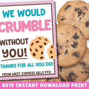 Cookie Appreciation Sign for Teacher Appreciation School PTO PTA ...