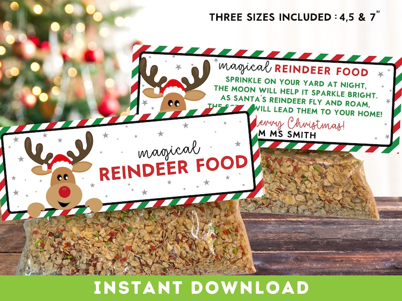 Magic Reindeer Food Treat Bag Topper Printable Christmas Eve - Etsy