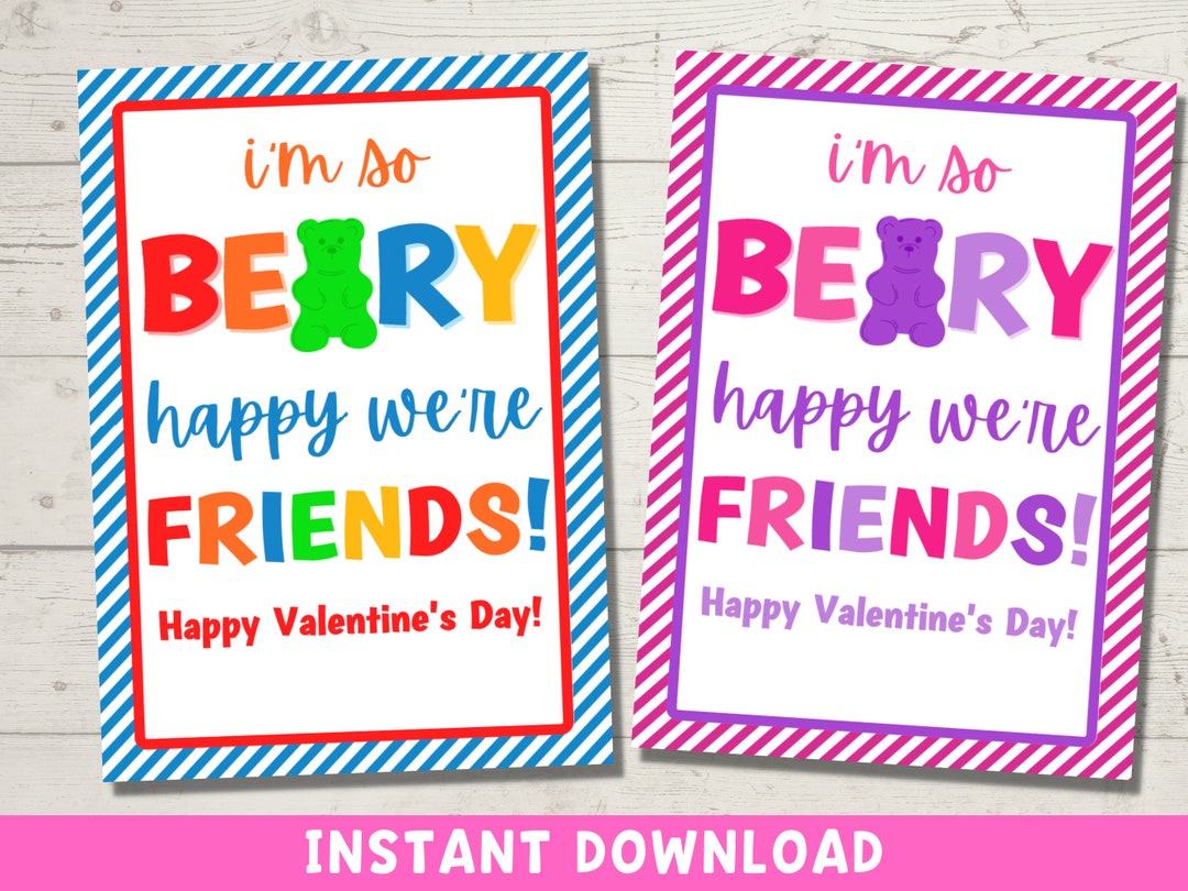 Classroom Valentines | Gummy Bears Printable Valentines | Valentines ...