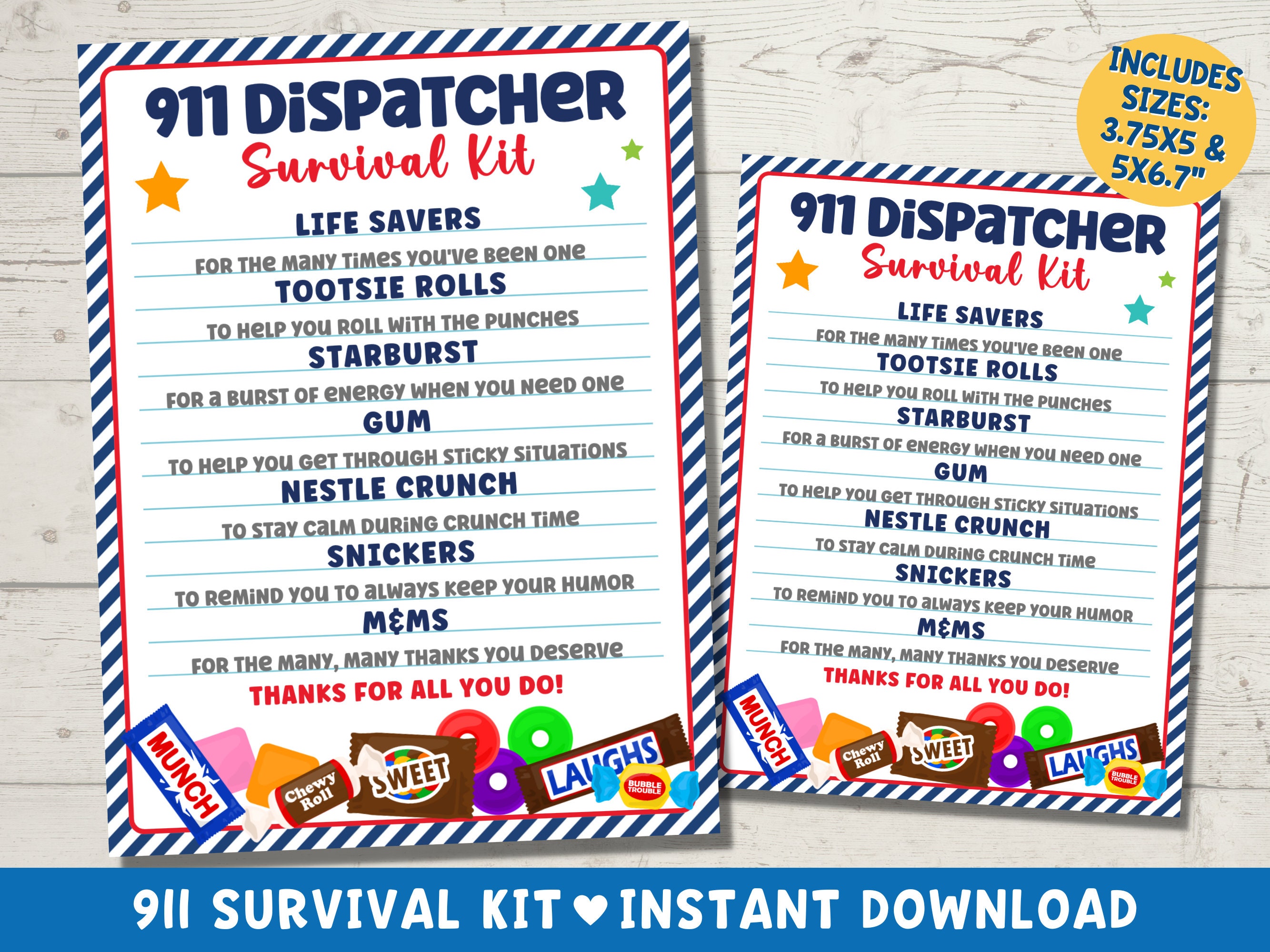 Emergency Dispatcher Survival Kit Printable, Appreciation Gift, Thin ...