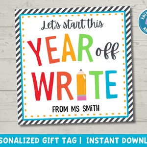 Back to School Teacher Gift Tag Printable | Pencil Gift Tag | First Day ...