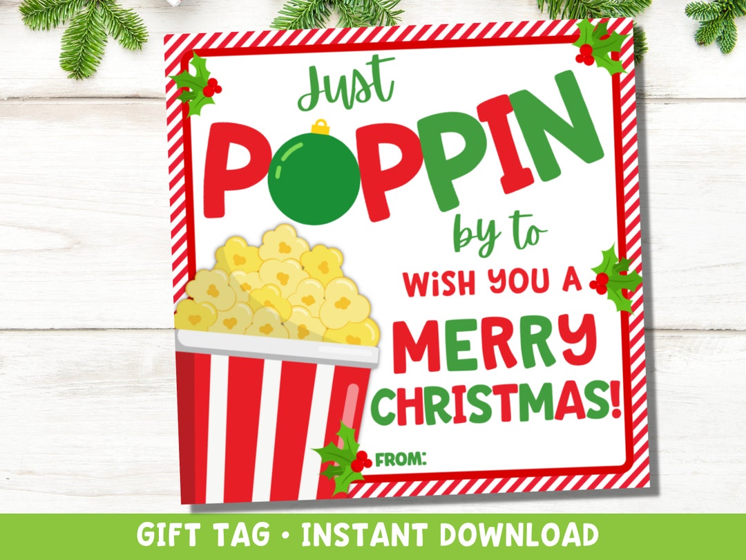 Christmas Popcorn Gift Tag: Teacher Staff Realtor Thank You | Instant ...