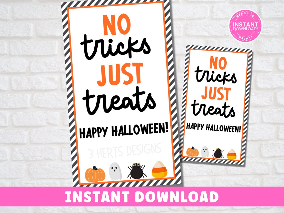 Halloween Favor Tags Printable Instant Download | No Tricks Just Treats ...