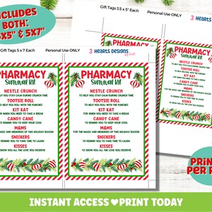 Pharmacy Christmas Survival Kit Gift Tags | Instant Download PDF - Etsy