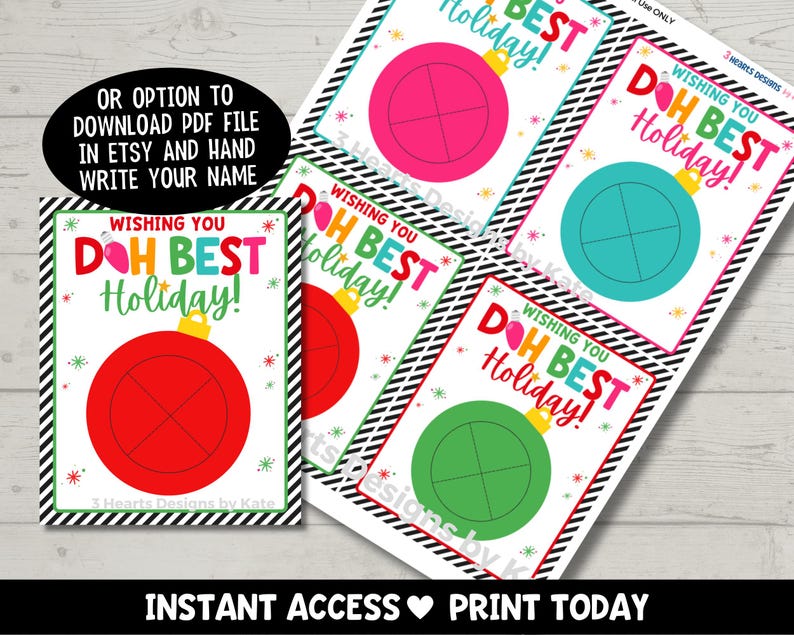 Christmas Play Dough Cards | Holiday Kids Gift | Personalized PDF - Etsy