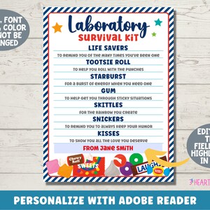 Laboratory Survival Kit Printable Gift for Lab Technicians | Instant ...