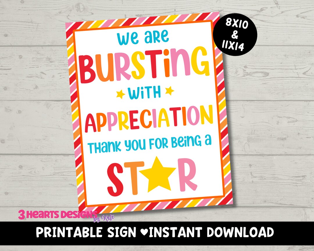 Teacher Appreciation Printable Sign Download for Staff and Colleague ...