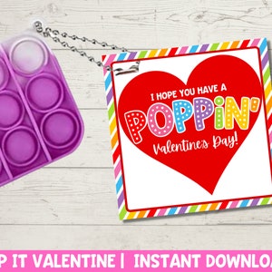 Pop It Valentine Cards: Rainbow Classroom Gift Tags | Instant Download ...