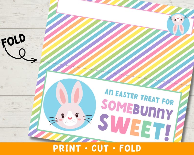 Easter Bunny Treat Bag Topper: Spring Favor Tag | Instant Download - Etsy