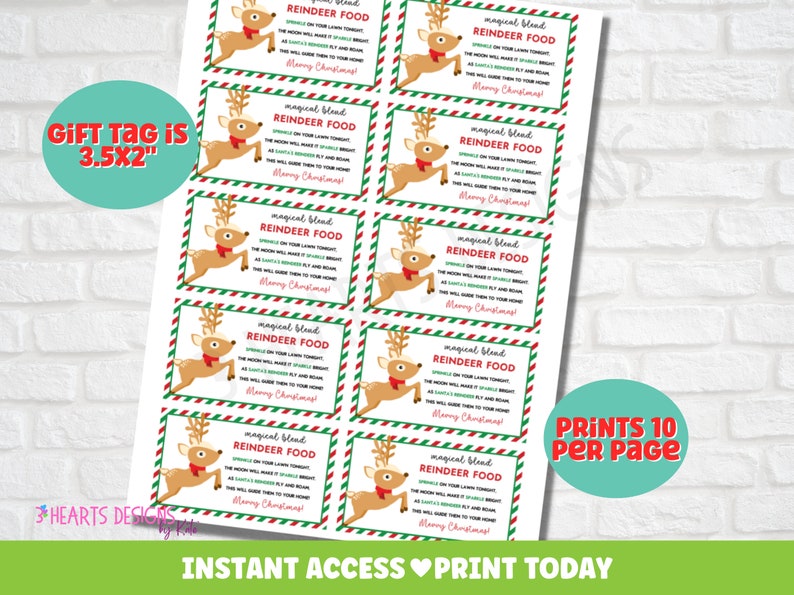 Magic Reindeer Food Tag Printable Christmas Eve Box - Etsy