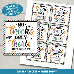 Editable Halloween Favor Tags | Trick or Treat Party Printables - Etsy
