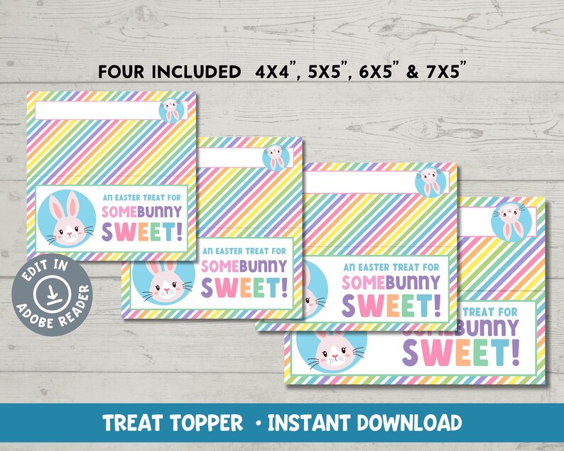 Easter Bunny Treat Bag Topper: Spring Favor Tag | Instant Download - Etsy