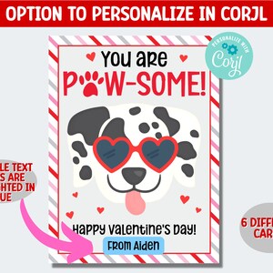 Editable Classroom Valentines Puppy Printable Valentines Valentines Day ...