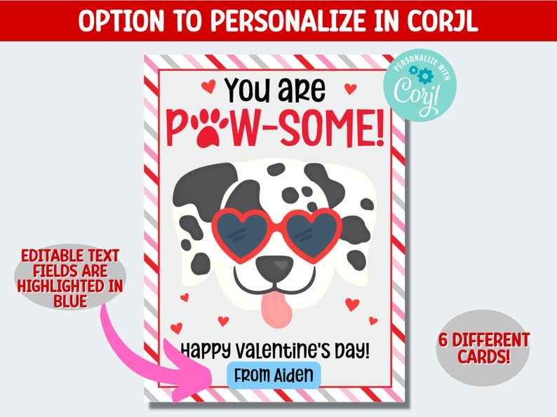 Editable Classroom Valentines Puppy Printable Valentines - Etsy