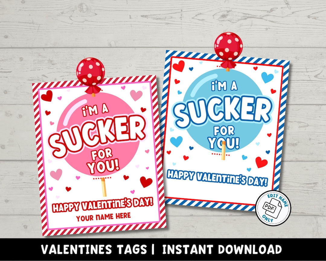 Kids Valentine Lollipop Cards Printable | I'm a Sucker for You ...