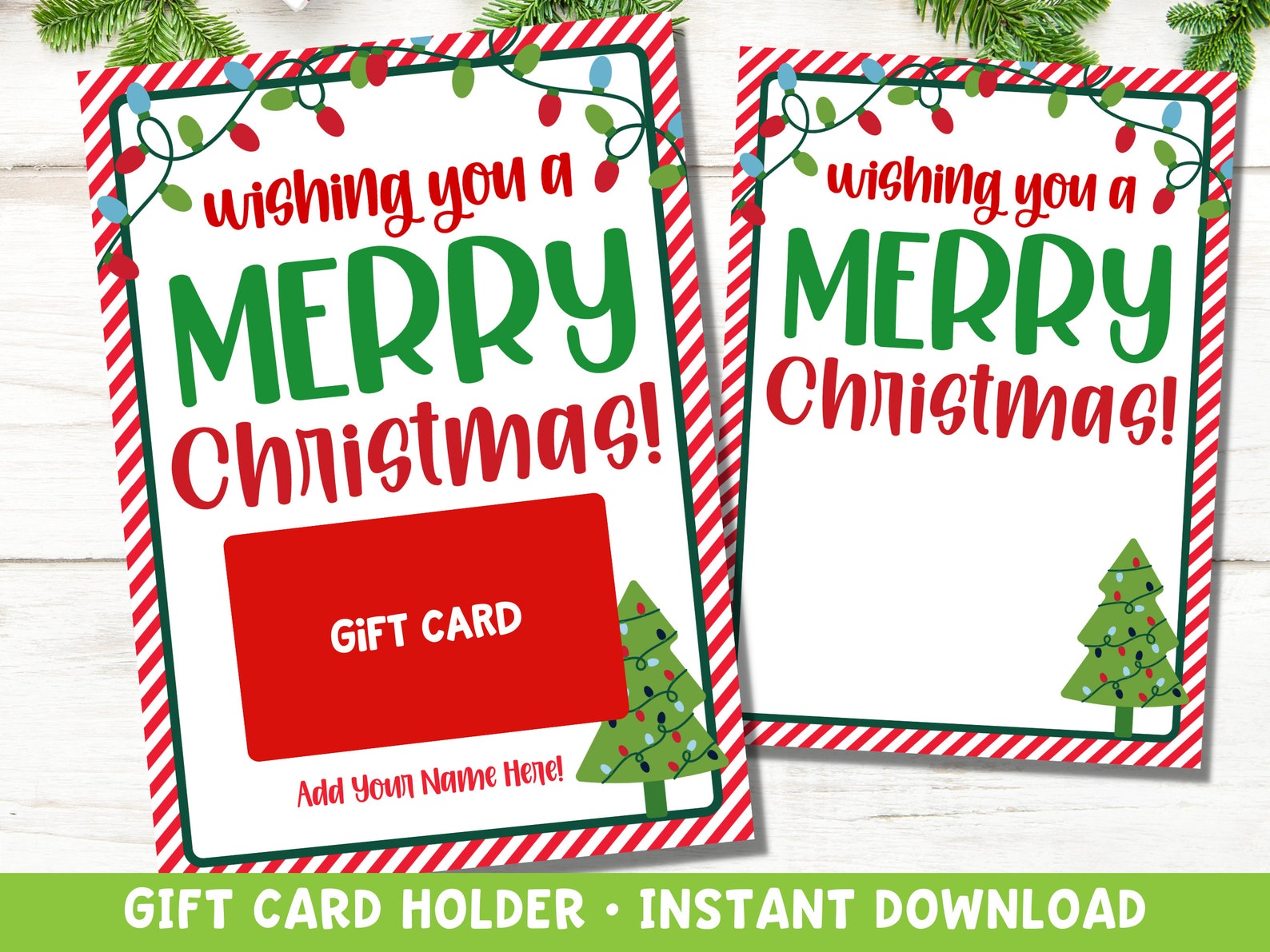 Printable Gift Card Holder Christmas Merry Christmas Card - Etsy