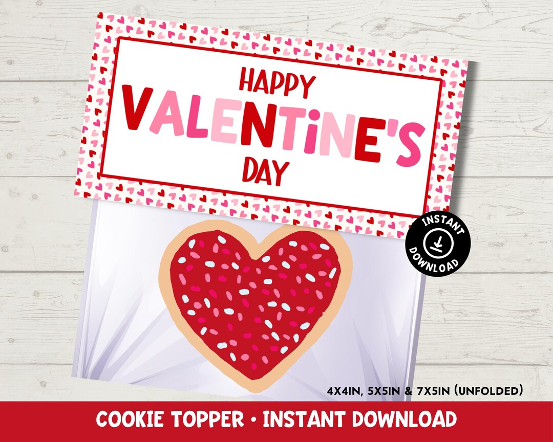 Printable Happy Valentines Day Bag Toppers | Cookie Tag Kids Valentines ...