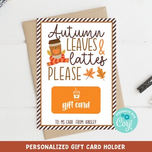 Fall Coffee Gift Card Holder Printable Pumpkin Spice Latte Coffee Gift ...