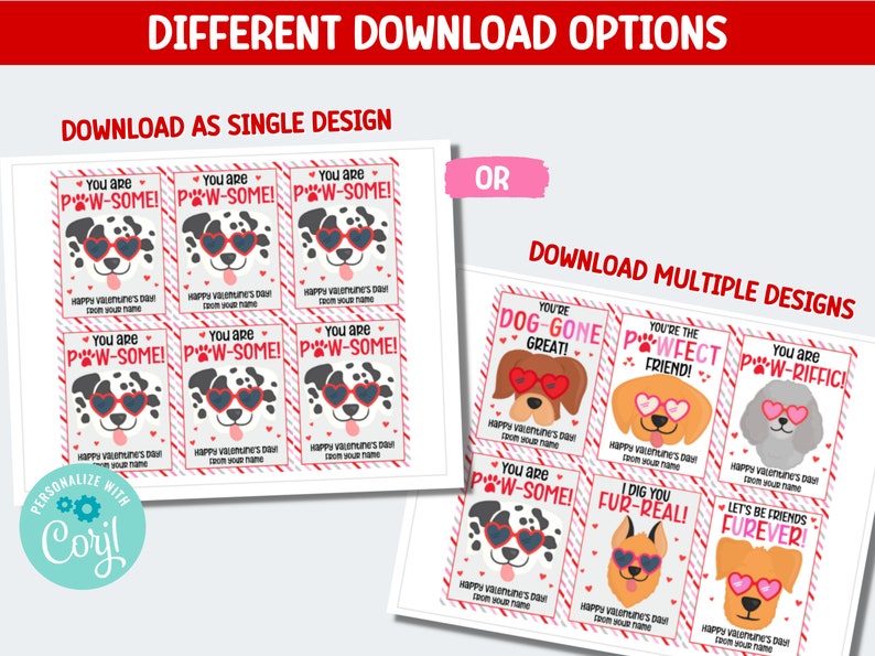 Editable Classroom Valentines Puppy Printable Valentines - Etsy