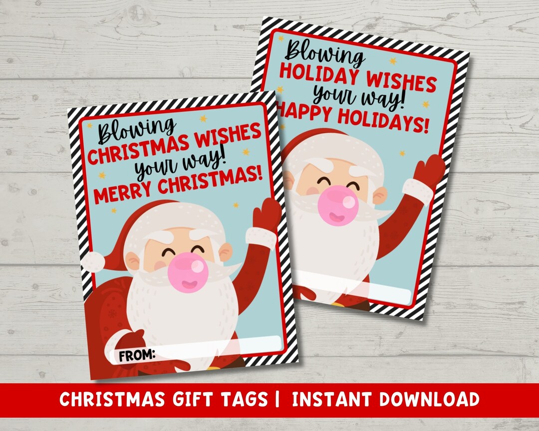 Bubble Gum Christmas Tags | Printable Holiday Gift Tags | Instant ...