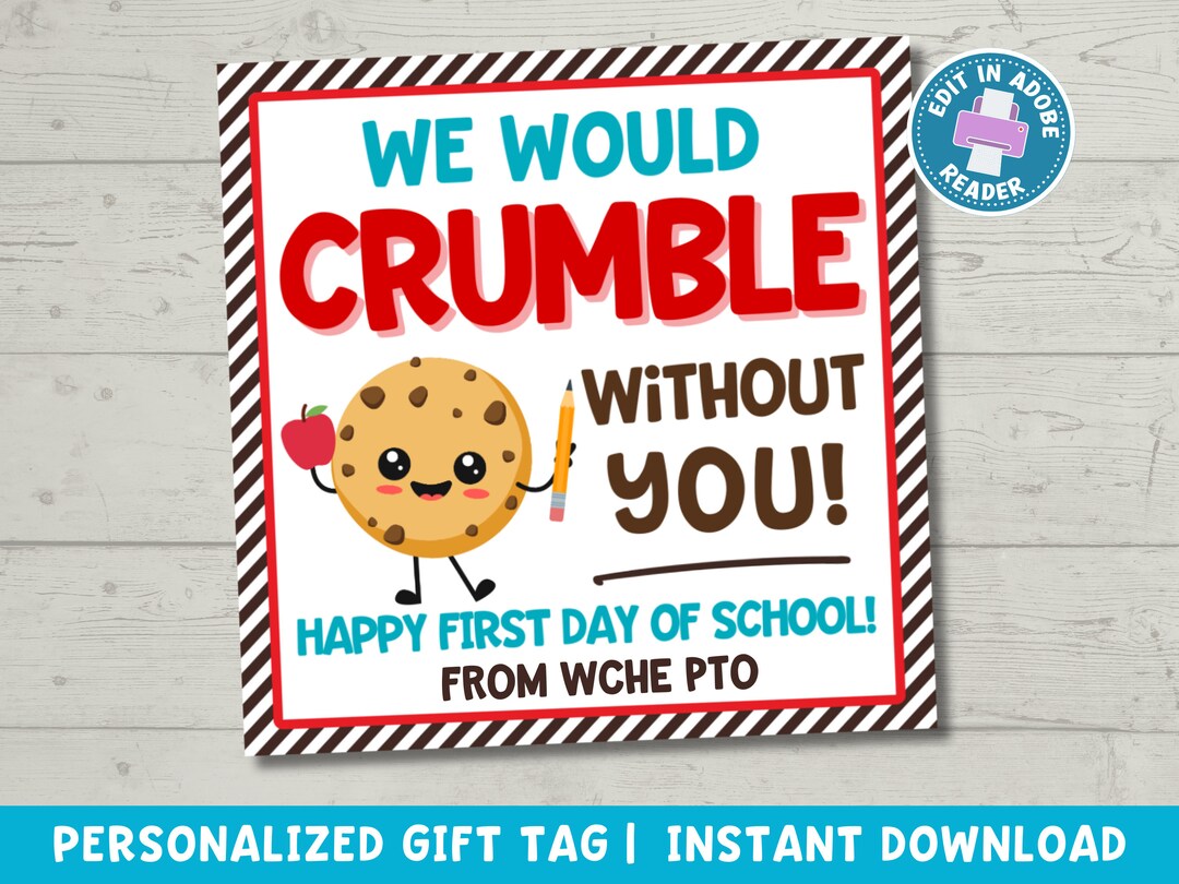 Teacher Cookie Gift Tag Printable | Personalized Back to School Instant ...