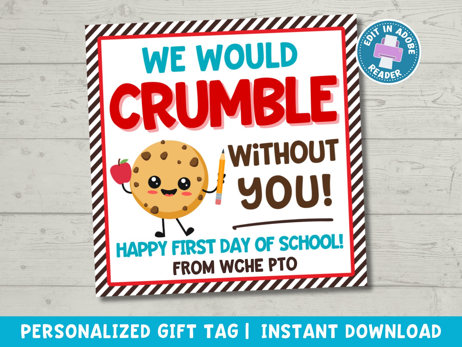 Teacher Cookie Gift Tag Printable | Personalized Back to School Instant ...