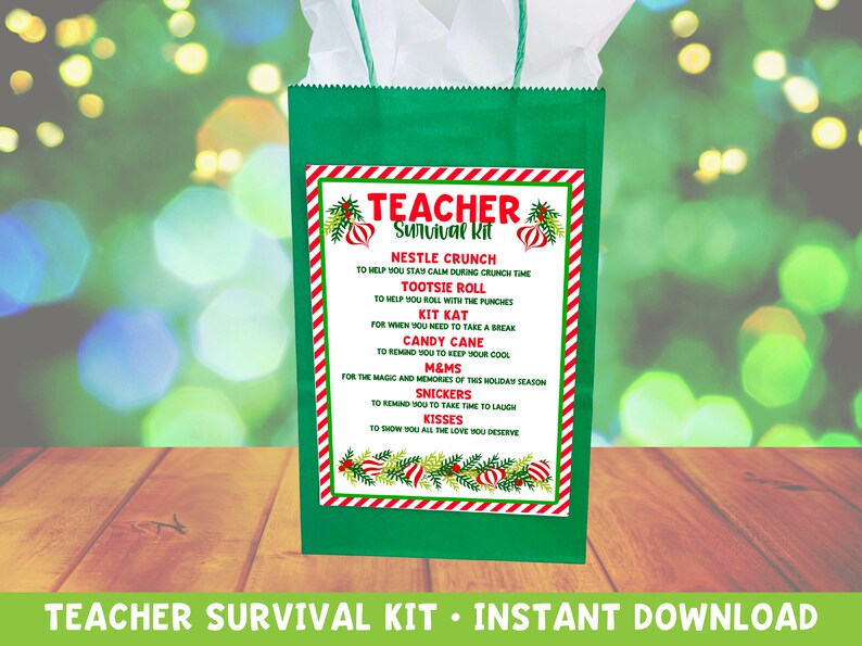 Christmas Teacher Survival Kit Tags | School PTO PTA | Instant Download ...